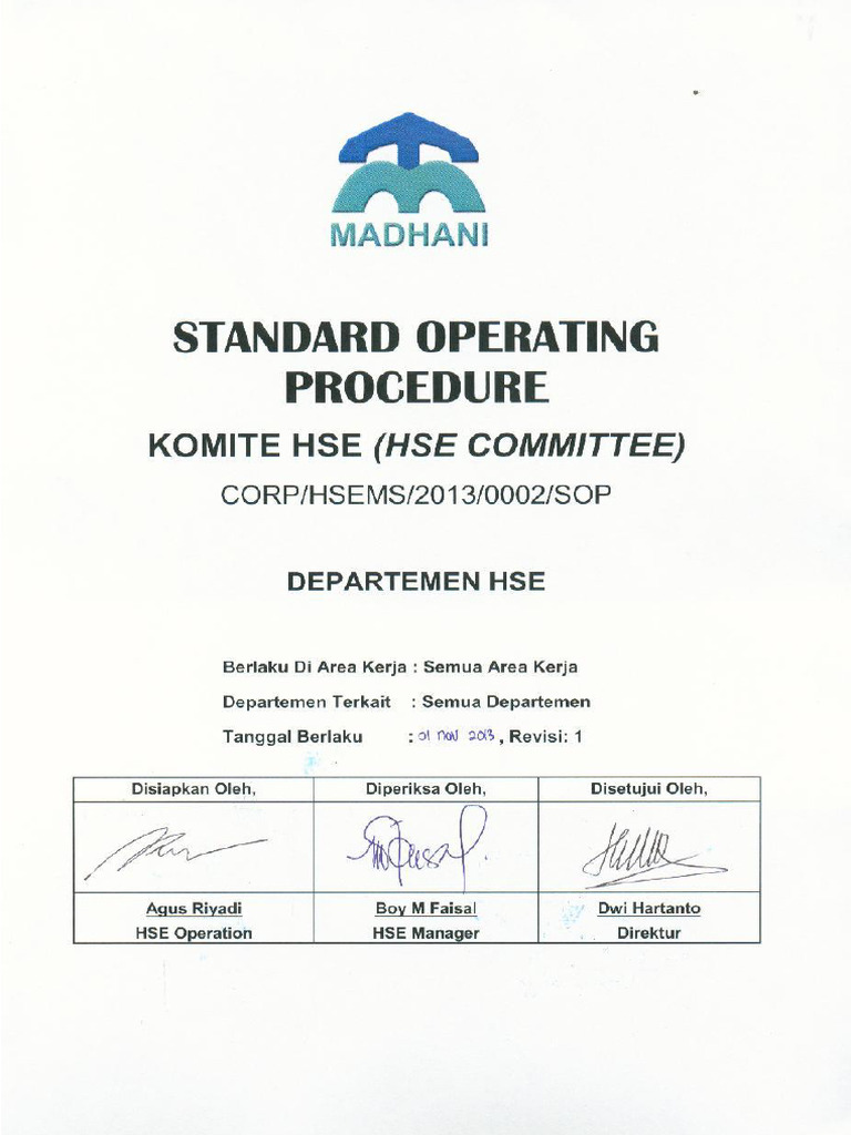 Corp Hsems 2013 0002 Sop Komite Hse | PDF