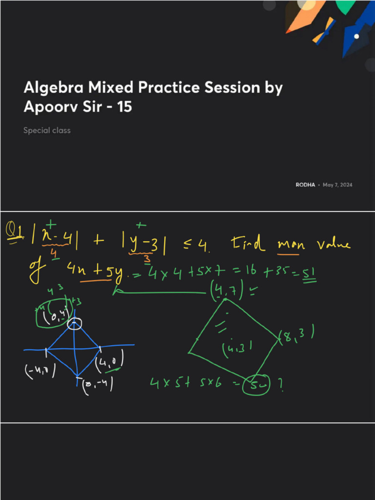 Algebra Mixed Practice Session by Apoorev Gagan | PDF