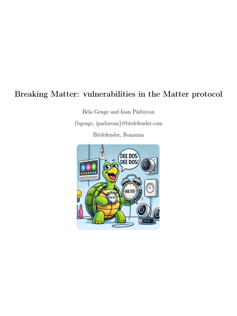 EU 24 Genge BreakingMatterVulnerabiltiesInTheMatterProtocol WP | PDF ...