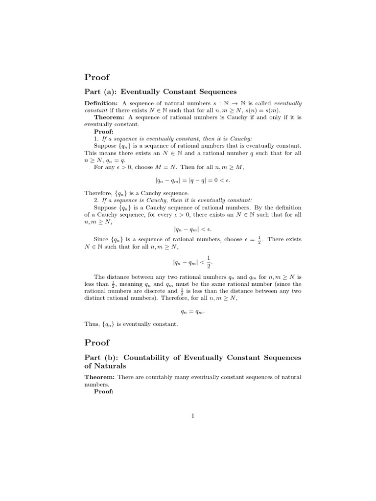 Proof: Part (A) : Eventually Constant Sequences | PDF | Sequence | Real Analysis
