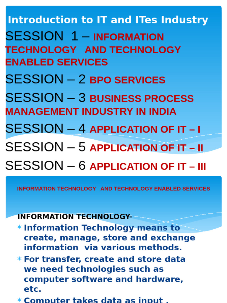 Overview of IT and ITeS Industry | PDF | Outsourcing | Business Process ...