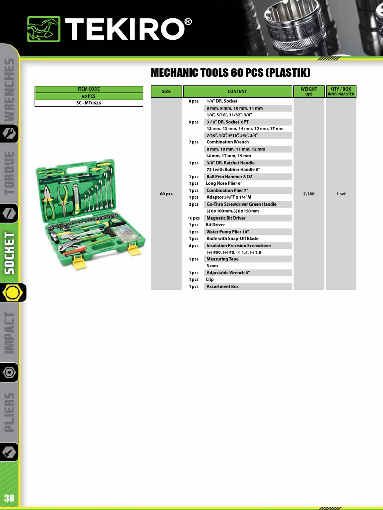 Tekiro Mekanik Toolset SC - MT0626 | PDF