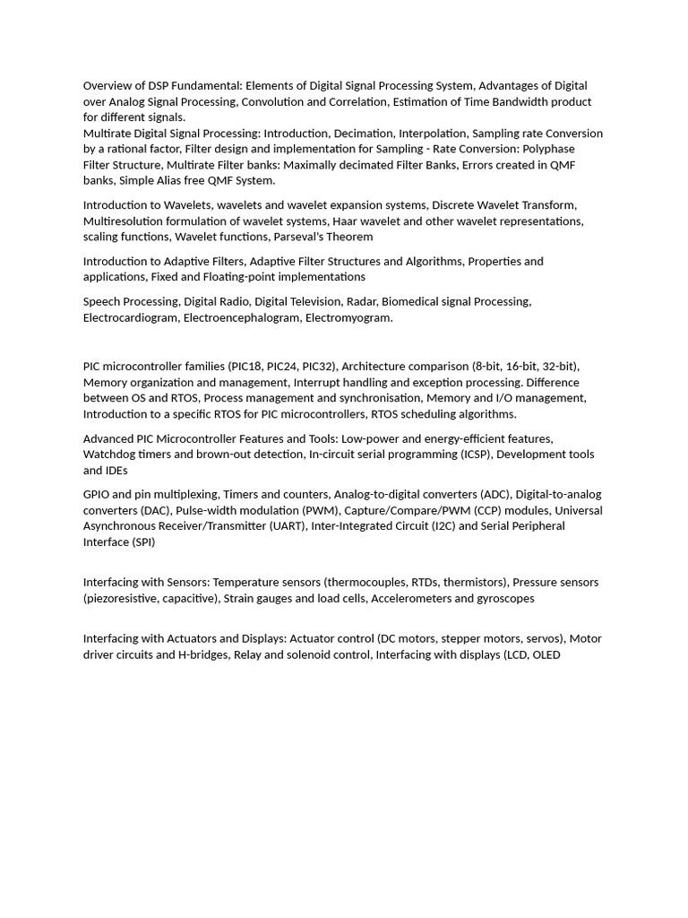 DSP Micro Dip Syllabus Me | PDF | Data Compression | Digital Signal Processing