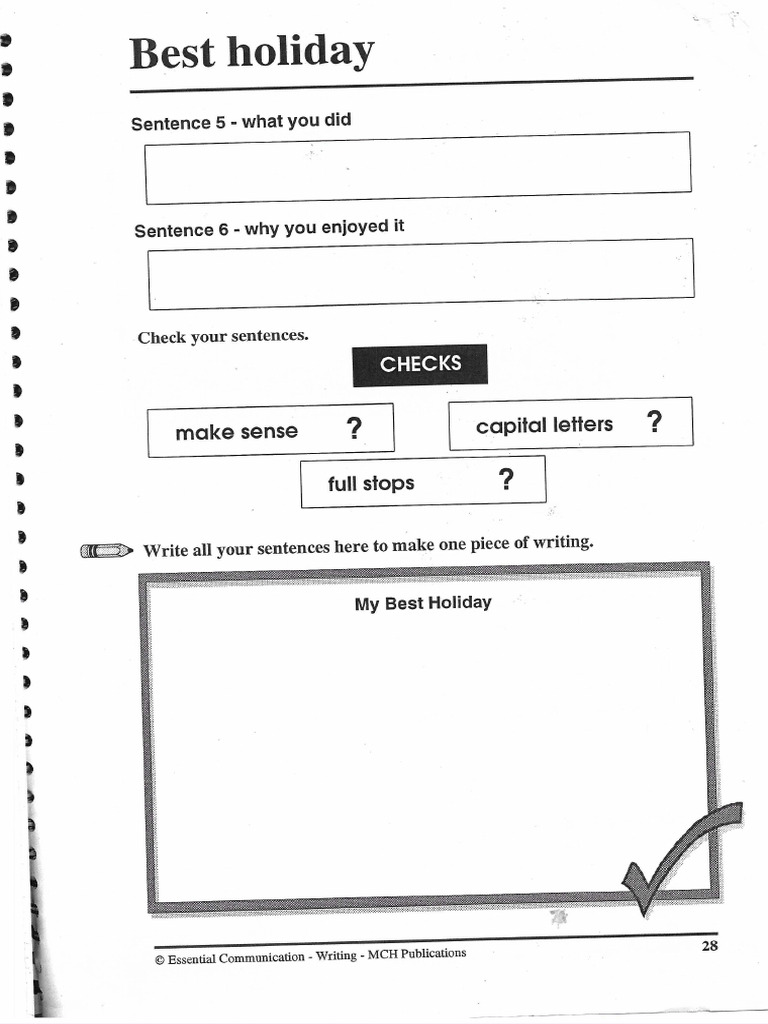 My Best Holiday - SIMPLE PAST Sentences 2 | PDF