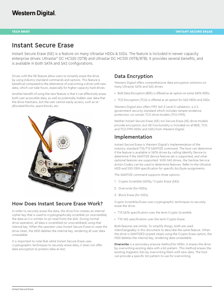 Tech Brief Instant Secure Erase Overview | PDF | Solid State Drive ...