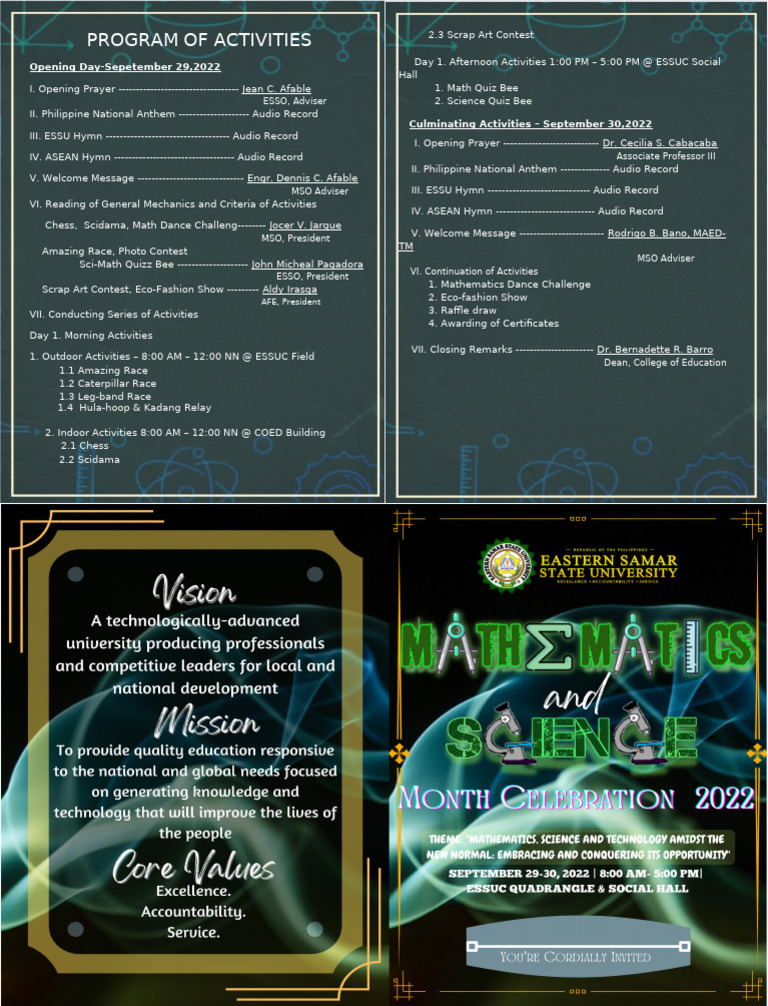 ESSU Opening Day Activities Program | PDF