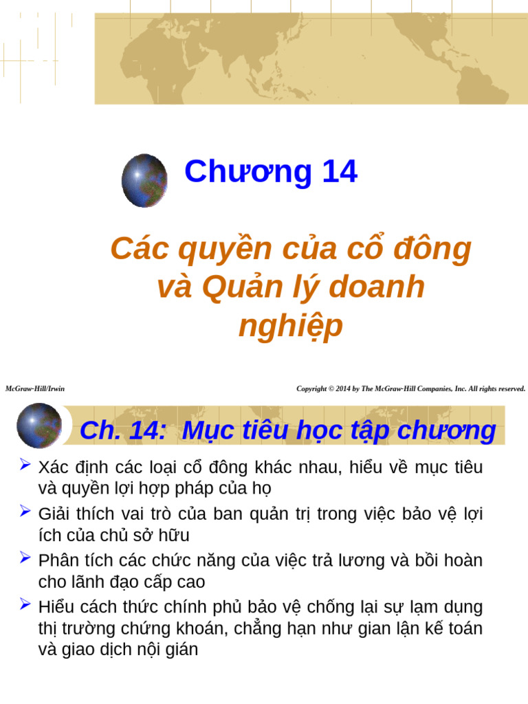 Chap14-Các quyền của cổ đông và quản trị các doanh nghiệp | PDF