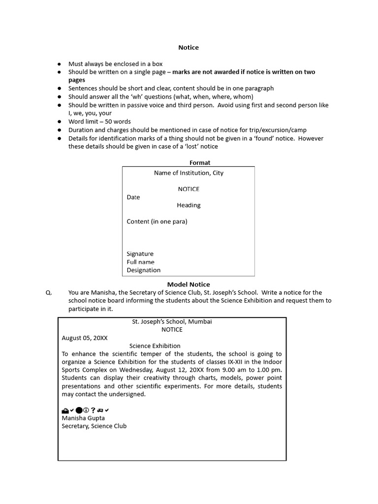 Notice Writing Guidelines | PDF