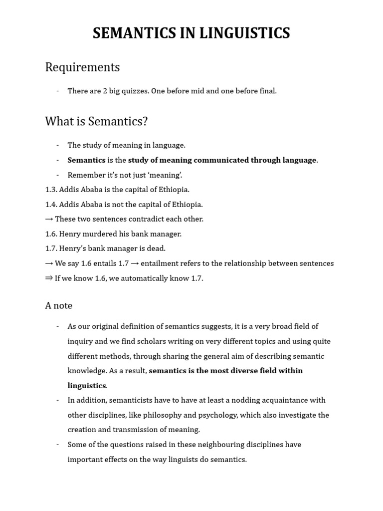 Buổi 1 - Chap 1 - Semantics in Linguistics | PDF | Semantics | Semiotics