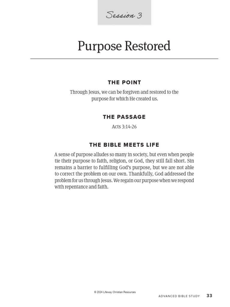 Restoring Purpose Through Jesus | PDF | Jesus | Prophet