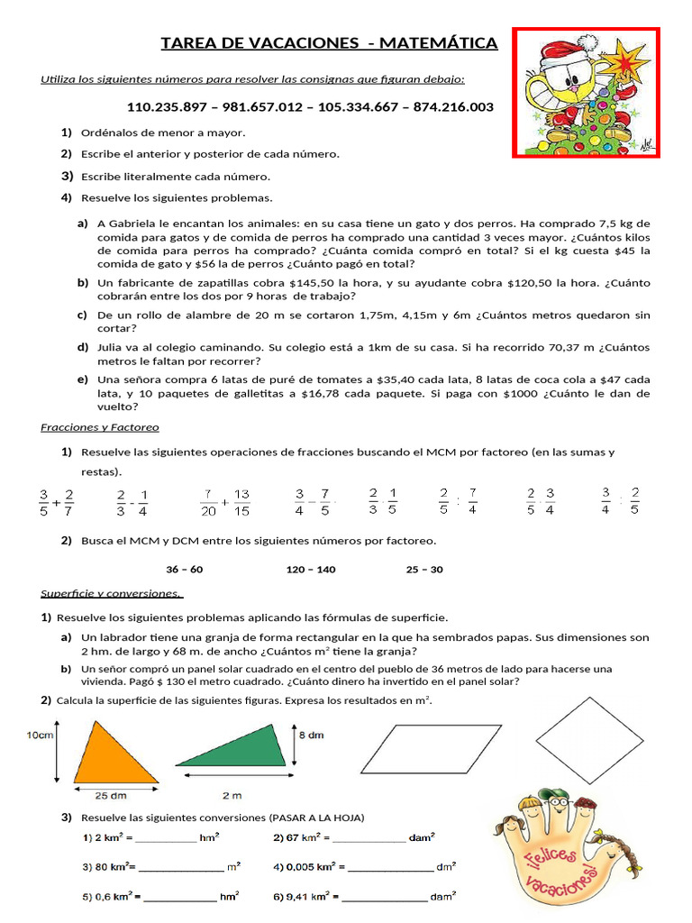 TAREA DE VACACIONES DE VERANO 2019 6to | PDF