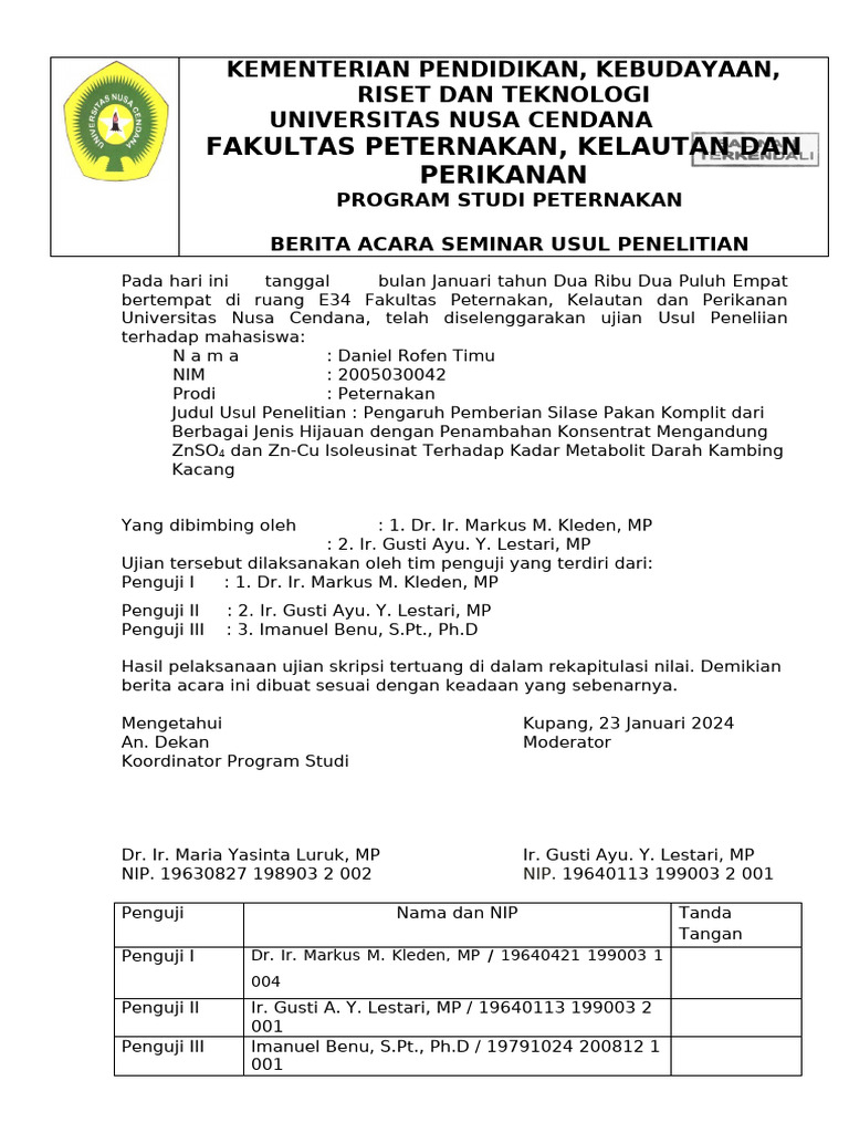 Berita Acara Tor Daniel | PDF