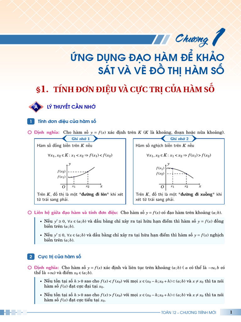 Bai Tap Ung Dung Dao Ham de Khao Sat Va Ve Do Thi Ham So Toan 12 Chuong Trinh Moi (1) | PDF