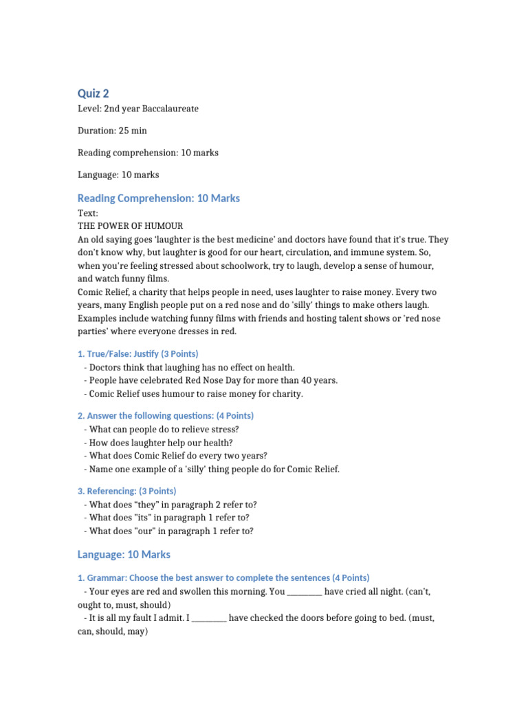 Modified_Quiz | PDF | Laughter | Humour