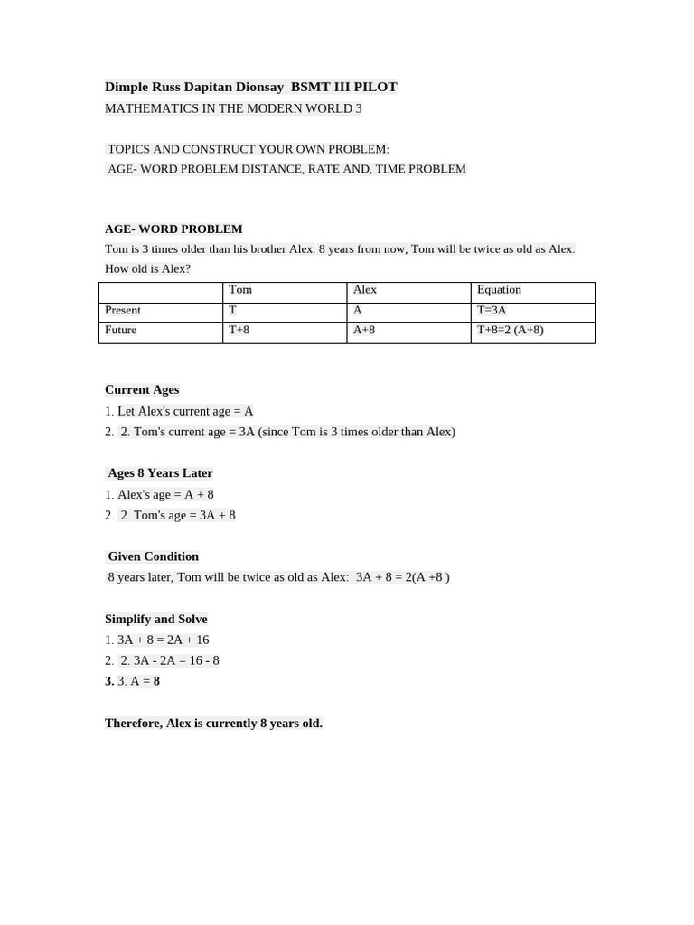 Dimple Russ Dapitan Dionsay BSMT III PILOT | PDF | Variable ...