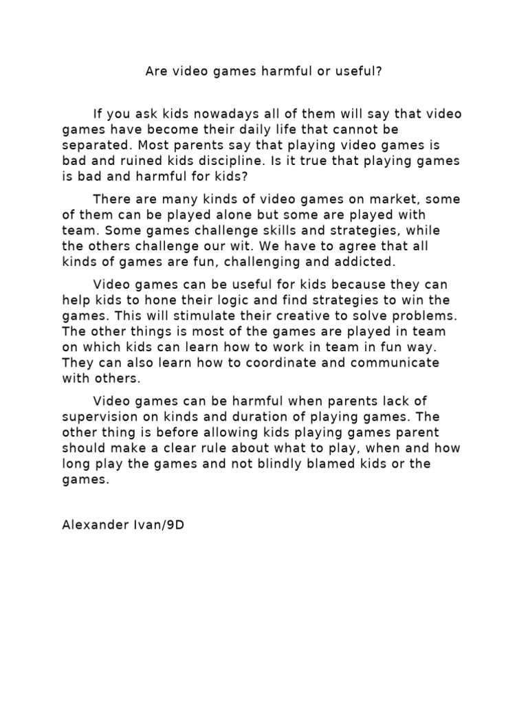 Are Video Games Harmful or Useful | PDF