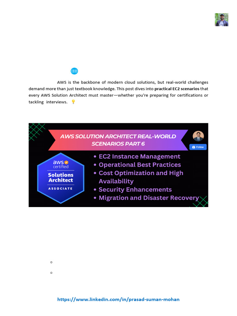 AWS EC2 Scenarios for Solution Architects | PDF | Computing | Computer ...