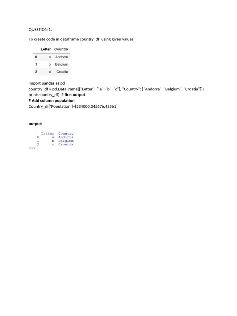 Class 12 Pandas - Dataframes | PDF