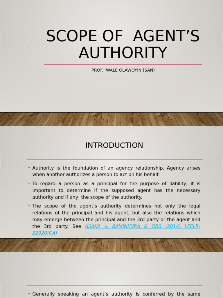 Scope of Authority of An Agent | PDF | Law Of Agency | Estoppel