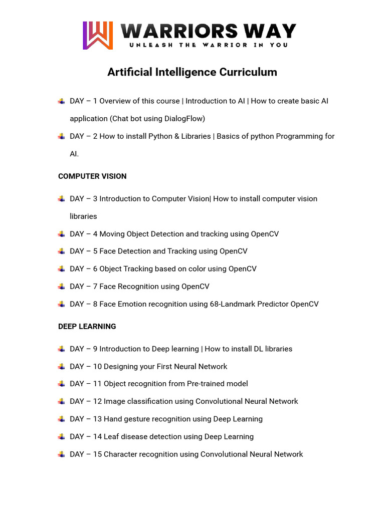 Artificial Intelligence Curriculum | PDF