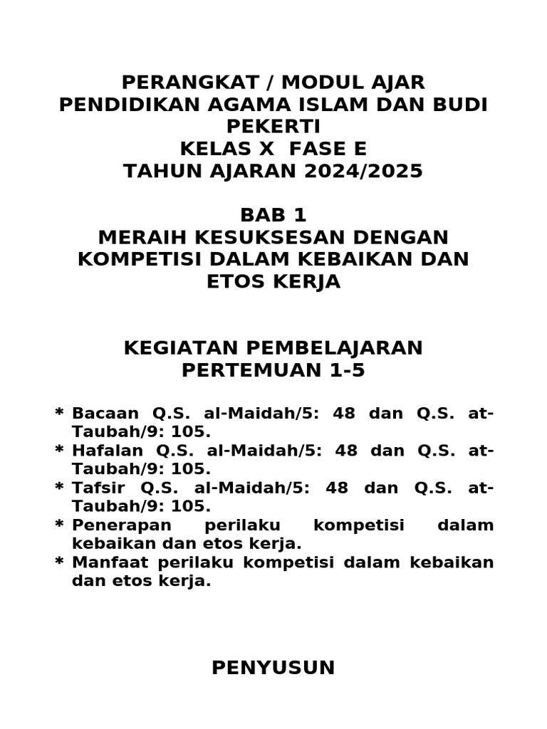 Contoh Modul Ajar PAI Dan BP 10 | PDF