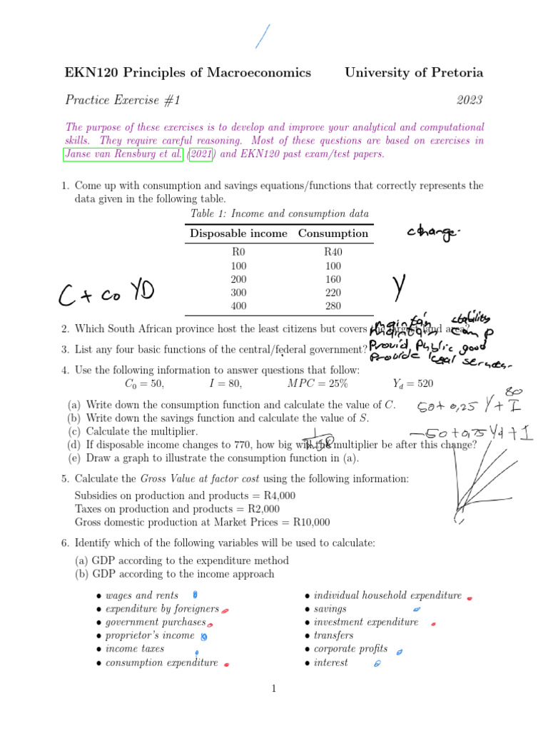 EKN120 Macroeconomics Practice Exercises | PDF | Inflation | Gross ...