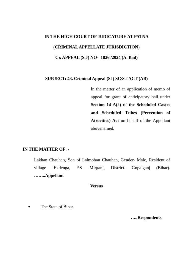 Final SC ST Bail Lakhan | PDF | Bail | Judgment (Law)
