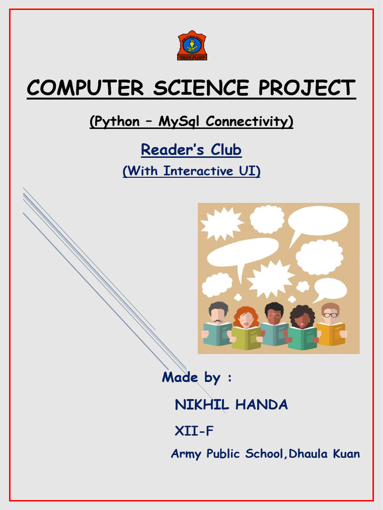 Reader - S Club - Nikhil Handa - XII-F - Computer Science Project - Nikhil Handa | PDF | My Sql ...
