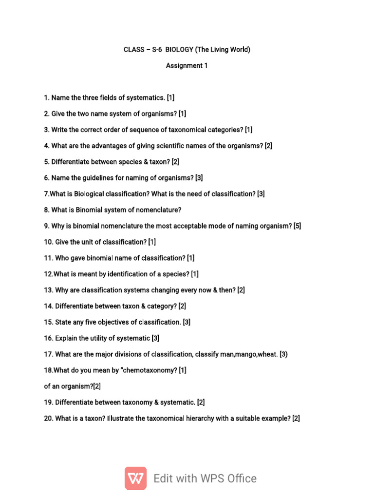 S-6 Biology: Systematics and Classification | PDF
