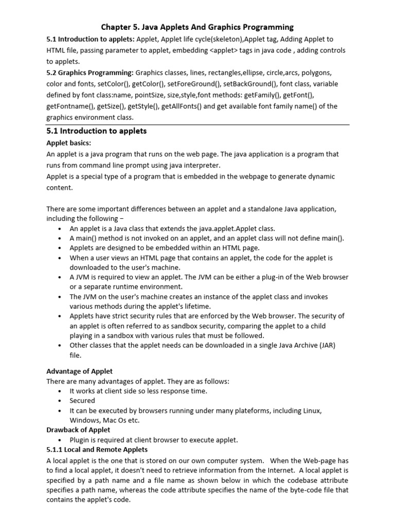 Chp.5 Java Applets and Graphics Programming-converted | PDF | Parameter ... Chp.5 Java Applets and Graphics Programming-converted | PDF | Parameter ...