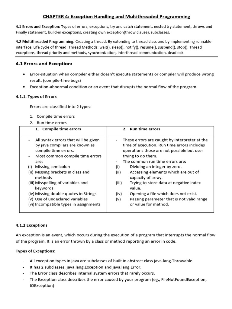 chp. 4Exception handling & multithreaded programming-converted | PDF ... chp. 4Exception handling & multithreaded programming-converted | PDF ...