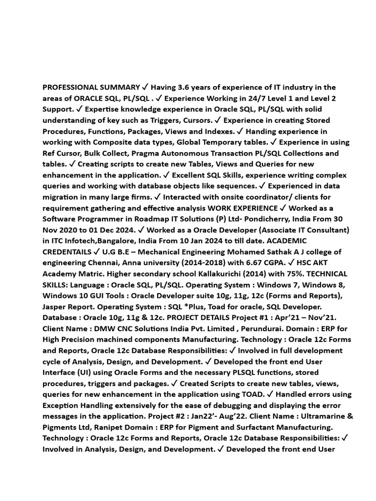 summary | PDF | Pl/Sql | Sql