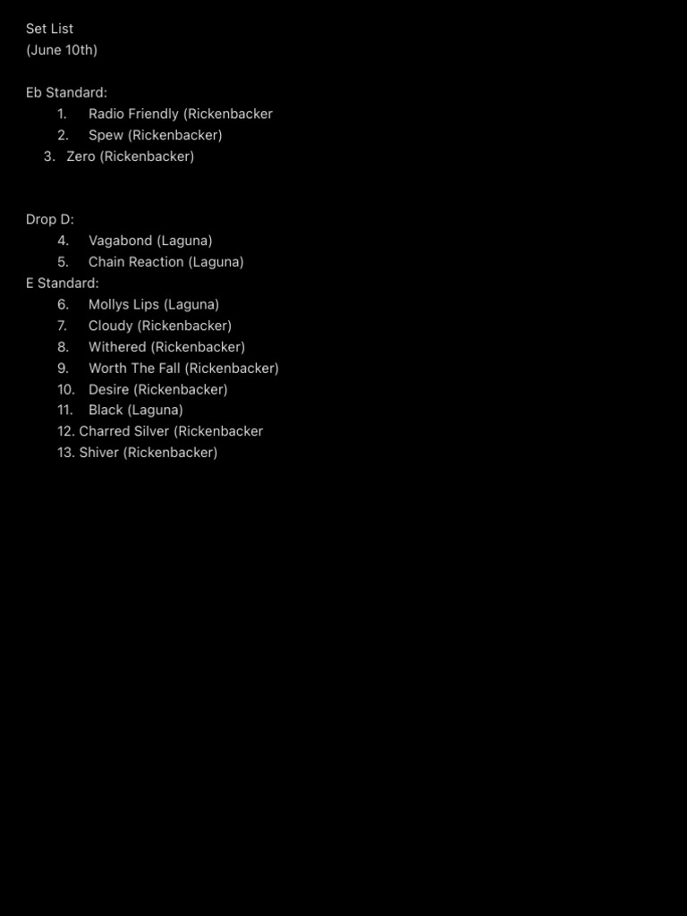 Guitar Set List for June 10th | PDF