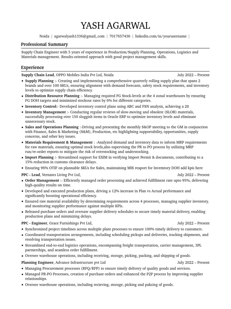 RenderCV_EngineeringResumes_Theme__2_ (1) | PDF | Logistics | Inventory