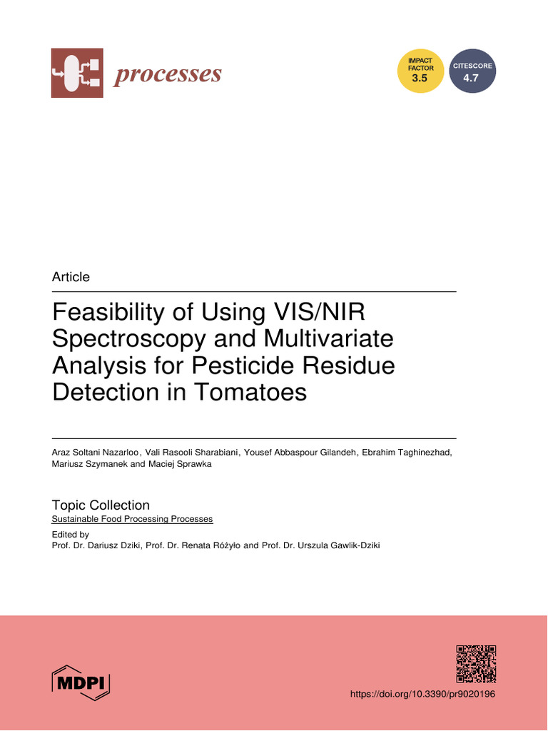 Feasibility of Using VIS NIR Spectroscopy and Multivariate Analysis For Pesticide Residue ...