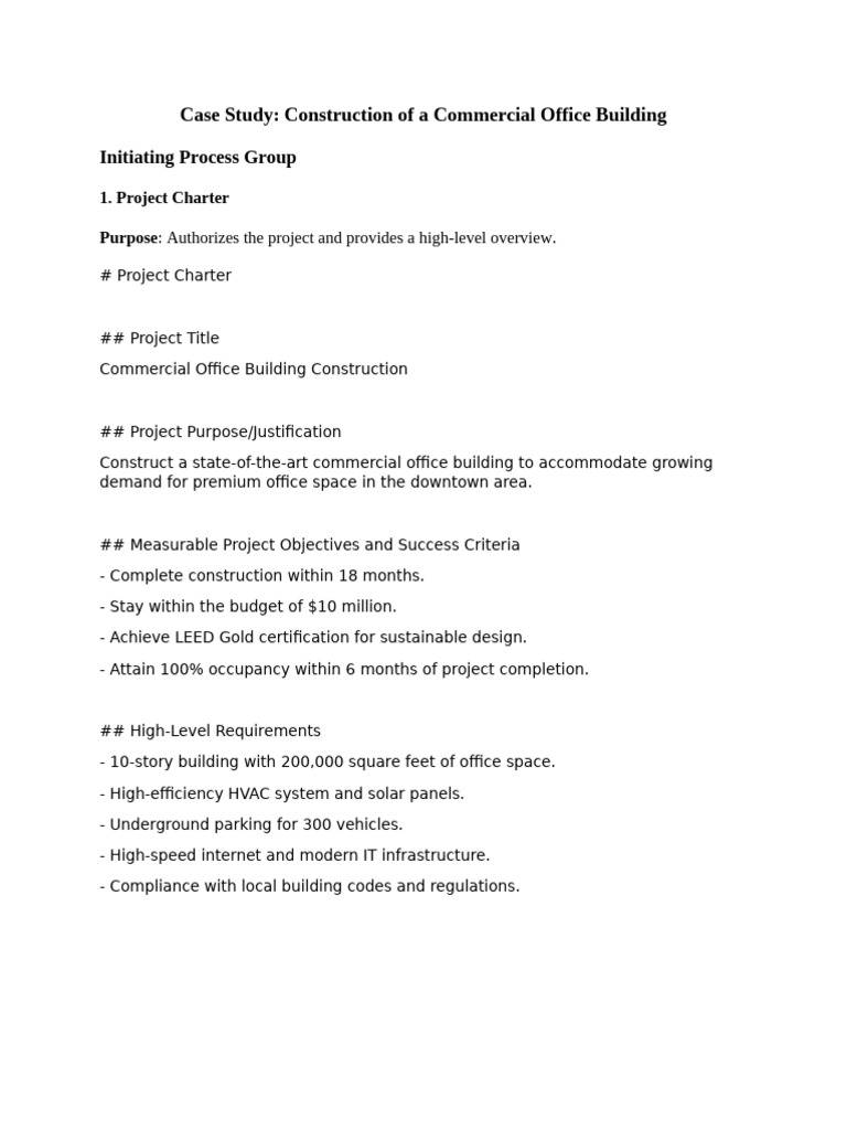 Case Study of PMP 49 Process Group Construction Project | PDF | Risk ...