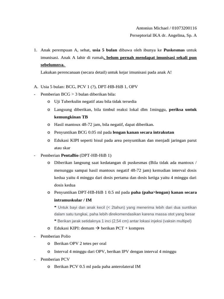 PR Perseptorial Imunisasi Kejar - Antonius | PDF