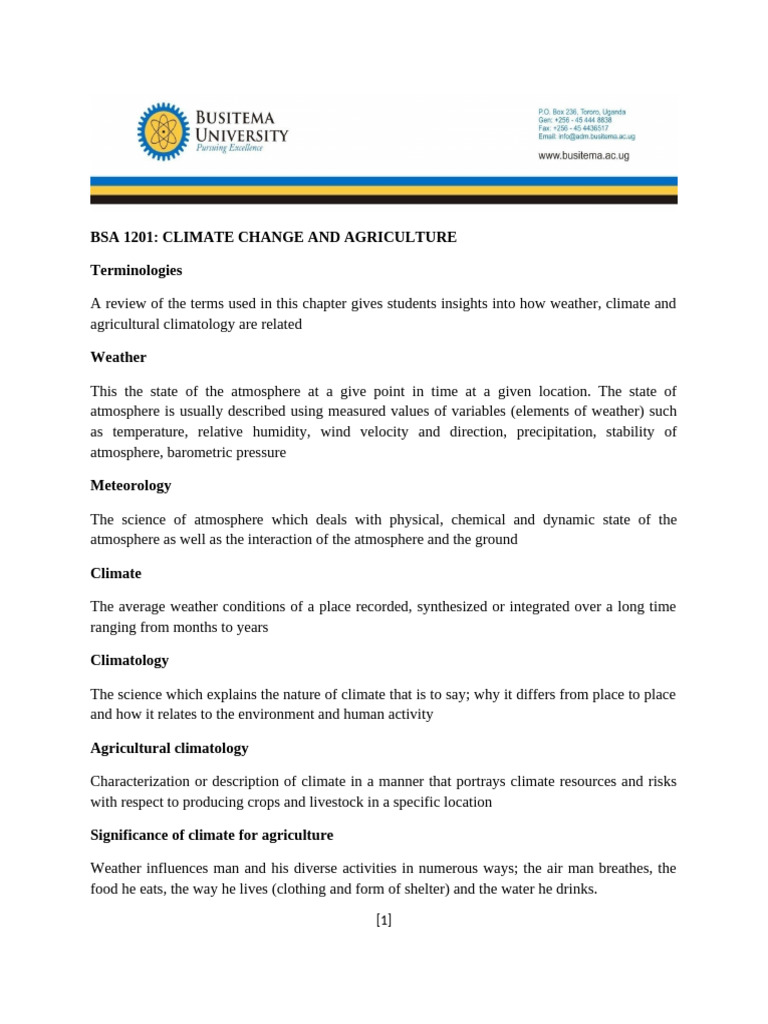 Climate Change & Agriculture Terms | PDF | Greenhouse Effect ...