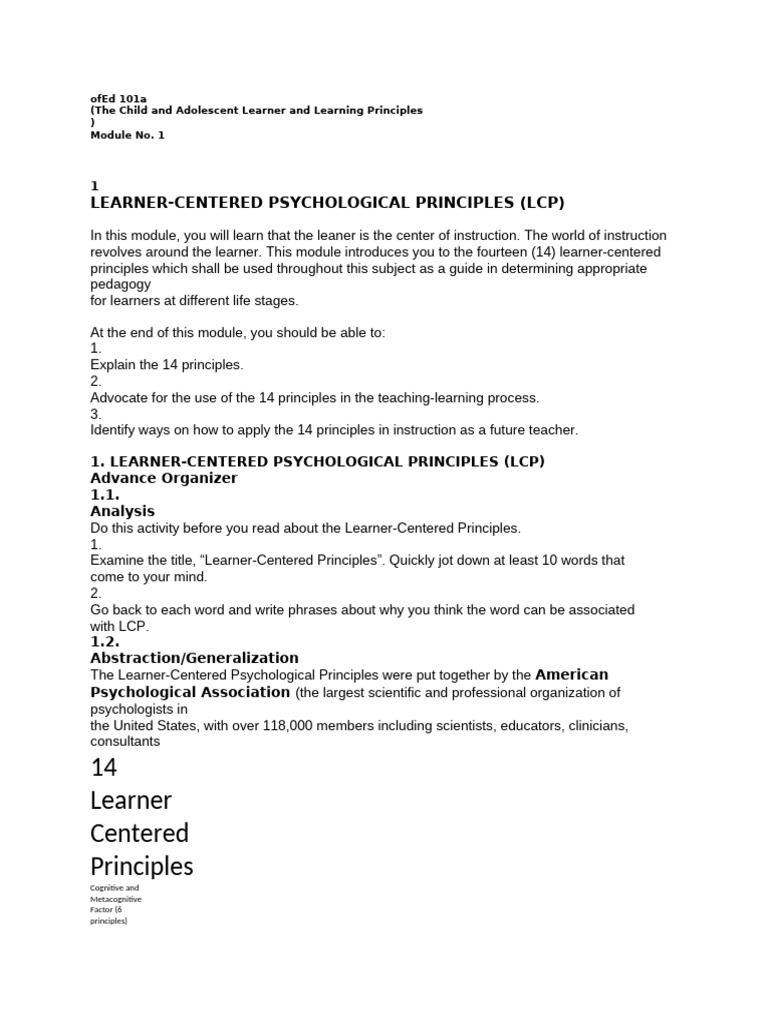 Learner-Centered Teaching Guide | PDF | Learning | Motivational