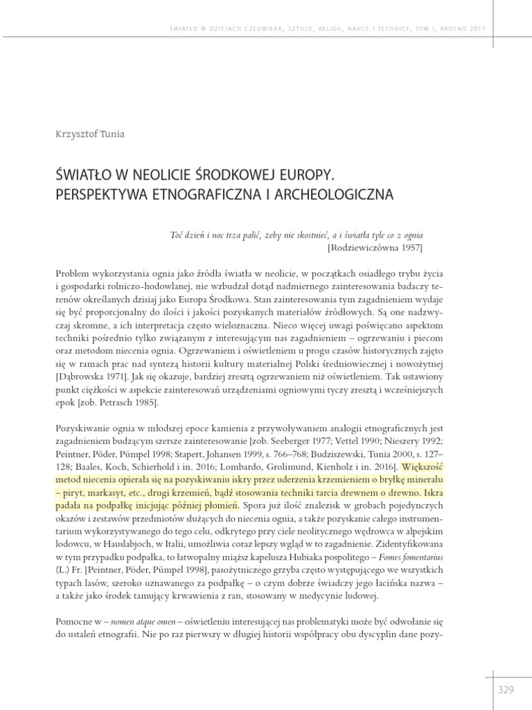 Swiatlo W Neolicie Srodkowej Europy Pers | PDF