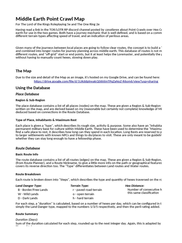 Middle Earth Point Crawl Map & Planner | PDF | J. R. R. Tolkien | Middle Earth