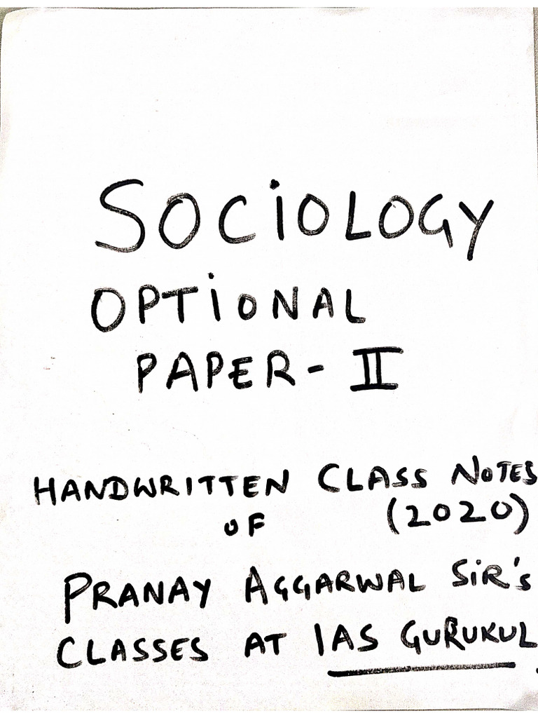 IAS Gurukul Handwritten Notes Sociology Paper 2 | PDF