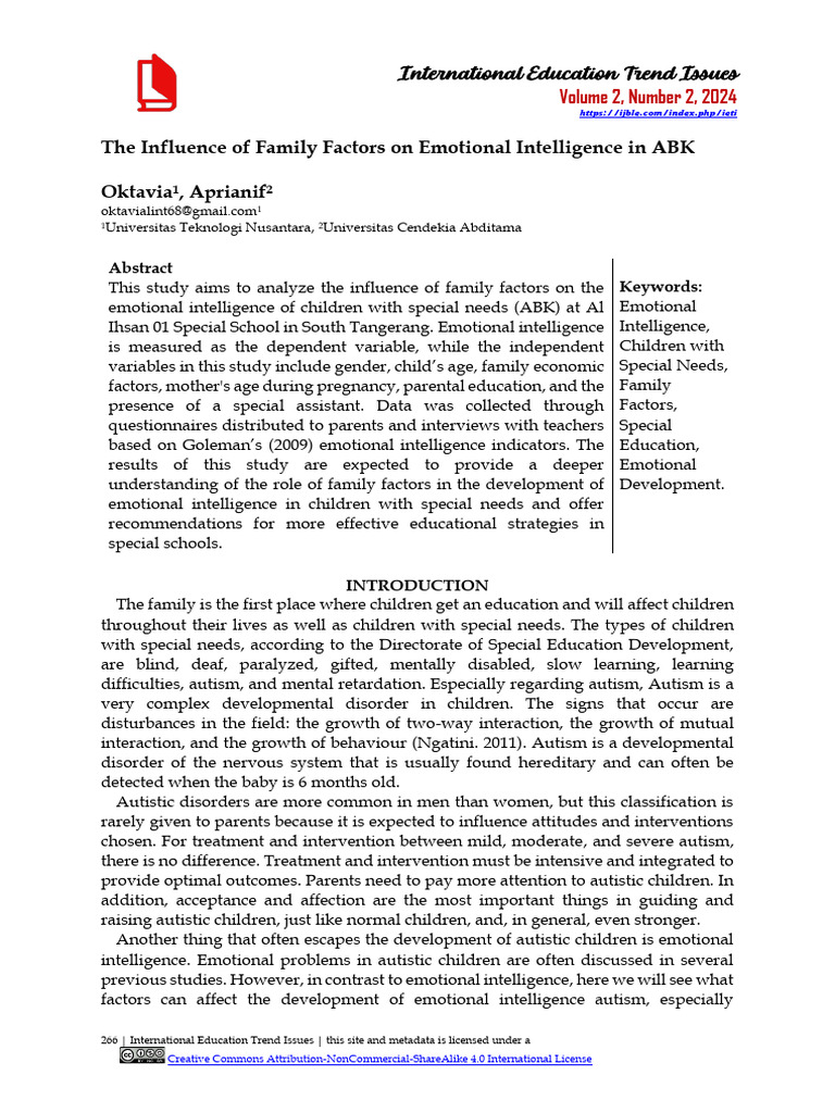 The Influence of Family Factors On Emotional Intel | PDF | Autism ...