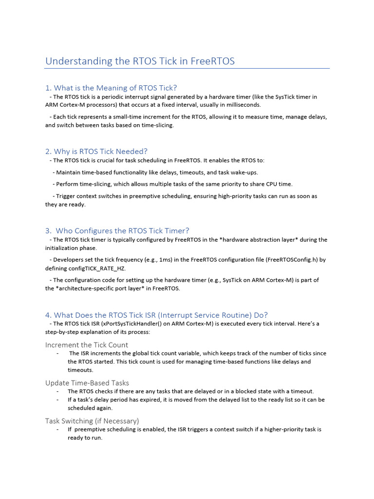 Understanding the RTOS Tick in FreeRTOS | PDF | Scheduling (Computing) | Computing