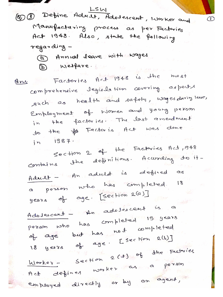 Factory Act Definition and Provisions | PDF