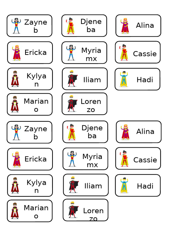 Etiquette Prenom SH | PDF