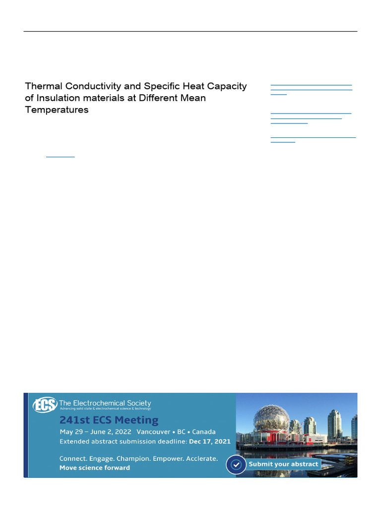 Thermal Conductivity and Specific Heat Capacity of | PDF | Thermal ...