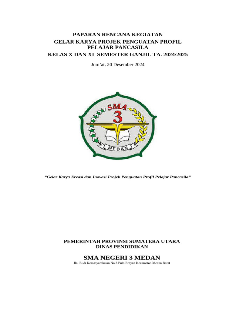 Proposal Kegiatan Gelar Karya P5 | PDF