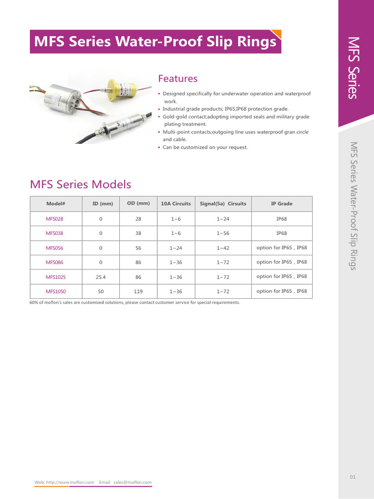 MFS Series Waterproof Slip Rings | PDF | Insulator (Electricity ...