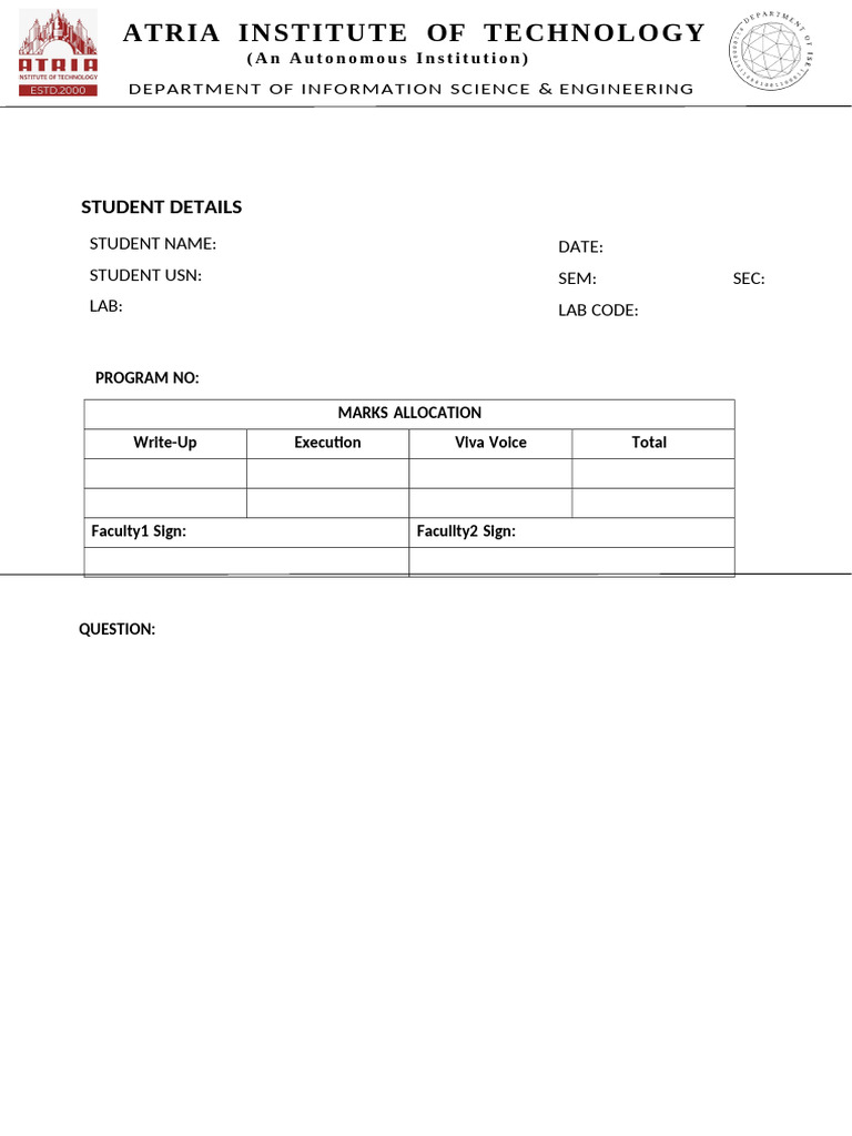 LAB EVALUATION Sheet | PDF